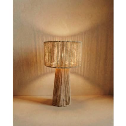 Lampe à poser en papier et tissu coloris naturel de 24cm Natalia ...