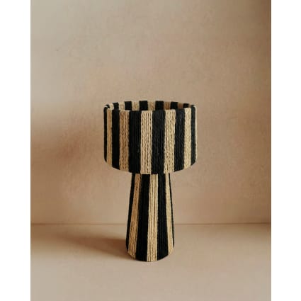 Lampe à poser en papier et tissu coloris naturel et noir de 24cm Zaida ...