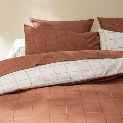 Parure de lit en polyester blanc et gris 200x200cm Diego | Maisons du Monde