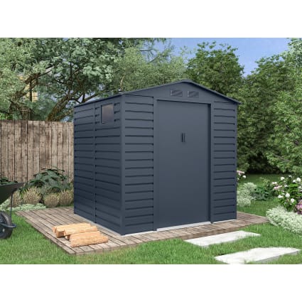 Cabane de jardin acier gris anthracite Adelmo | Maisons du Monde