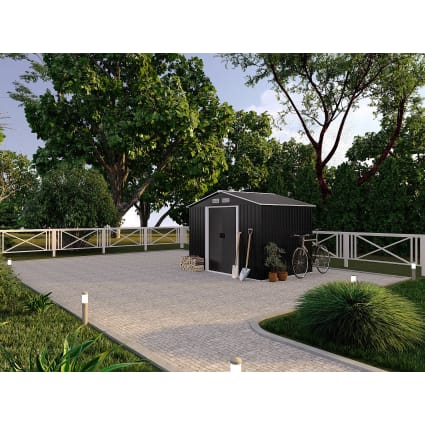 Cabane de jardin acier gris anthracite Manso | Maisons du Monde