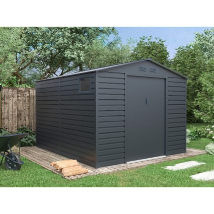 Cabane de jardin acier gris anthracite Adelmo | Maisons du Monde