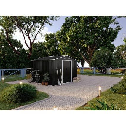 Cabane de jardin acier gris anthracite Manso | Maisons du Monde