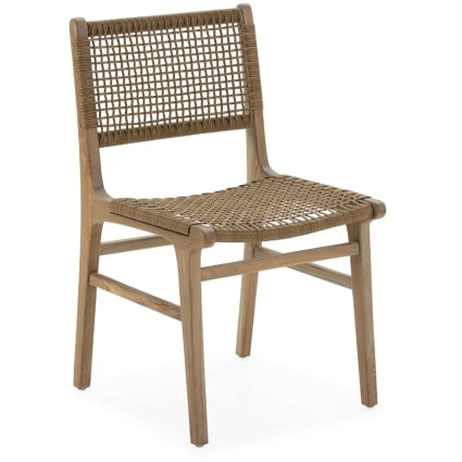 Chaise extérieure en bois de teck et corde tressée | Maisons du Monde