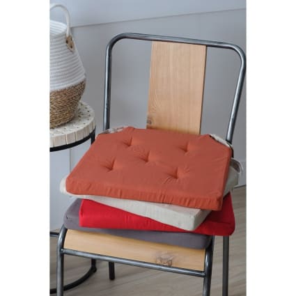 Lot de 4 galettes de chaise velcro en coton 38x38 cm taupe lin Duo ...