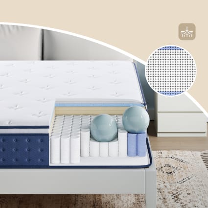 Matelas à mémoire de forme gel 90 x 190 cm soutien 7 zones bleu Mosey ...