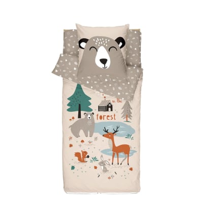Parure de lit enfant sans couette motif Forêt 90x190cm Caradou ...