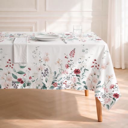 Fleckabweisende Baumwoll-Tischdecke mit blühenden Zweigen 155x200 ...