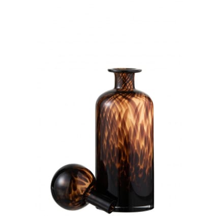 Bouteille avec bouchon tacheté en verre marron 11.5x11.5x35 cm ...