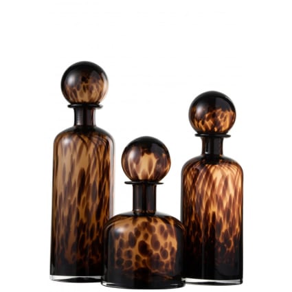 Bouteille avec bouchon tacheté en verre marron 11.5x11.5x35 cm ...