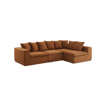 Canapé modulable tissu chenille 5 places terracotta Movi | Maisons du Monde