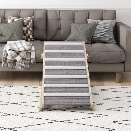 Rampa para perros 100x50x50 cm madera natural y gris | Maisons du Monde