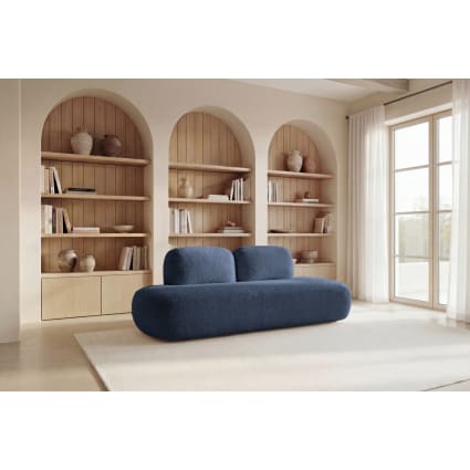 Canapé droit convertible tissu texturé 2 places - Bleu Colin | Maisons ...