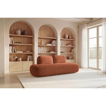 Canapé droit convertible tissu texturé 2 places - terracotta Colin ...