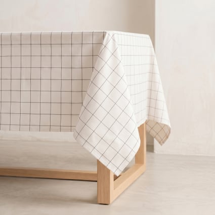 Tischdecke mit Relief-Karo, Weiß 150x100 cm Basto | Maisons du Monde