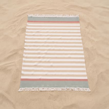 Paréo de plage en coton à rayures beige 190x180 cm Horizonte | Maisons ...