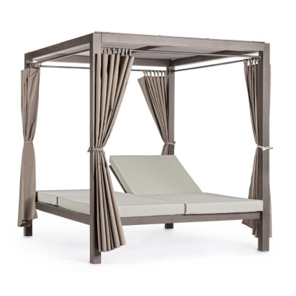 Gazebo da giardino con letti da esterno Grigio | Maisons du Monde