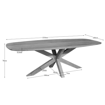 Table à manger ovale organique à pied central 210 cm Nero | Maisons du ...
