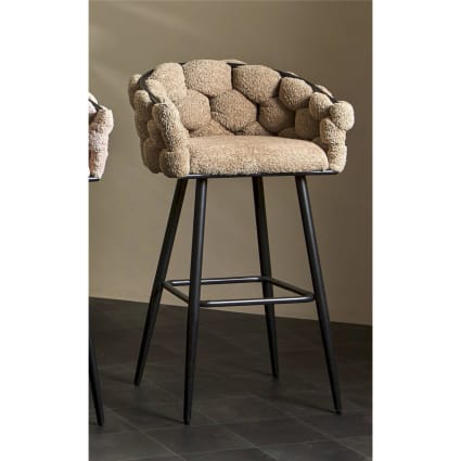Tabouret de bar à assise bouclette rembourrée | Maisons du Monde