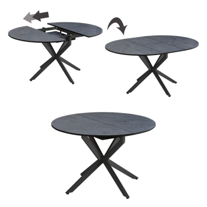 Esstisch ausziehbar Anthrazit/Schwarz 120x76.3cm | Maisons du Monde