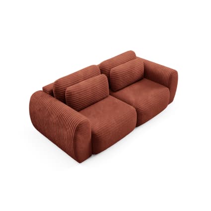 Canapé convertible 3 places bois de pin terracotta Camilla | Maisons du ...