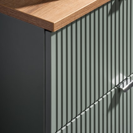 Ensemble meuble double vasque 1 panier à linge colonne stratifiés vert ...
