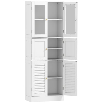 Meuble de salle de bain 6 portes étagère réglable bois blanc Homcom ...