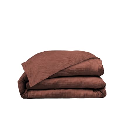 Housse de couette 220x240cm - mocca mousse - gaze de coton Gamme gaze ...