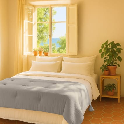 Bout de lit en 100% gaze de coton 90x200cm nuage Bout_lit | Maisons du ...