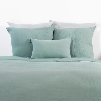 Parure de lit en double gaze de coton gaze de coton/coton vert tilleul ...