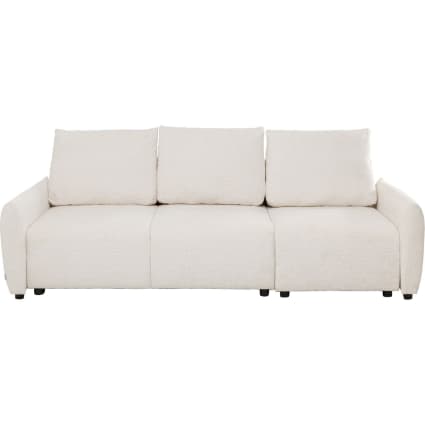 Canapé-lit 3 places en polyester texturé crème Juliet | Maisons du Monde