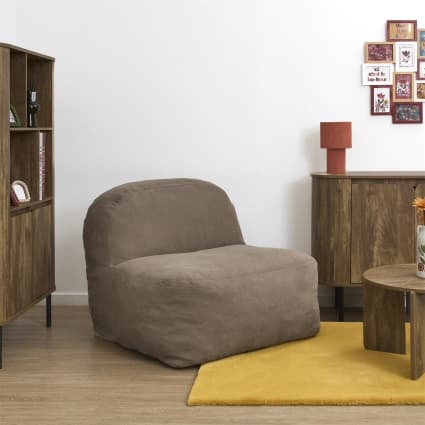 Fauteuil compressé en velours côtelé taupe sans montage Denver ...