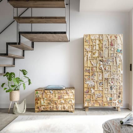 Armoire 2 portes en manguier animaux sculptés | Maisons du Monde
