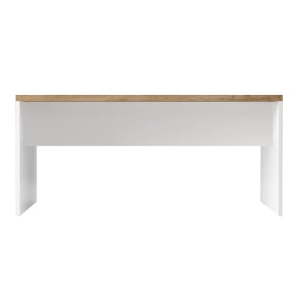 Bureau 160cm blanc laqué plateau aspect bois cadiz Genius | Maisons du ...