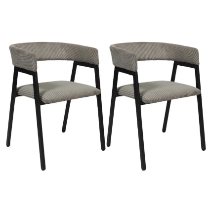Lot de 2 fauteuils de table design en métal velours côtelé taupe Amory ...