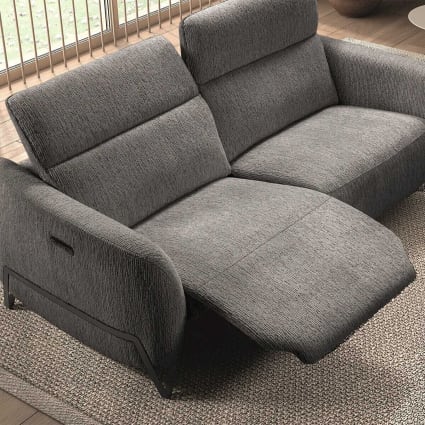 Canapé relax électrique 3 places tissu polyester gris Amsten | Maisons ...