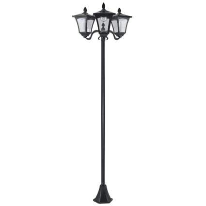 Lampadaire de jardin solaire LED 3 têtes acier inox. plastique noir ...