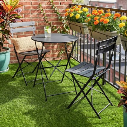 Ensemble bistrot de jardin 3 pièces 2 personnes métal noir Outsunny ...