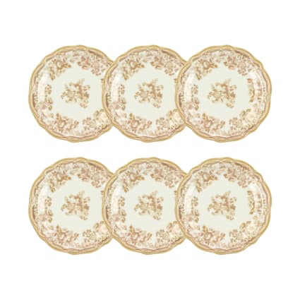Lot de 6 assiettes à dessert fleuries en grès miel 20cm Faustine ...
