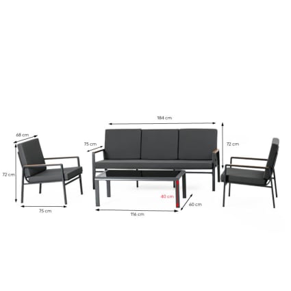 Mobili da giardino a 5 posti in alluminio grigio scuro Hobart | Maisons ...