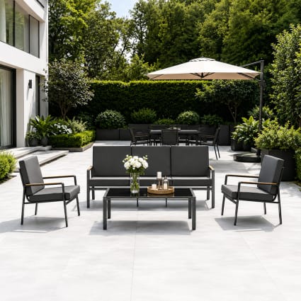Mobili da giardino a 5 posti in alluminio grigio scuro Hobart | Maisons ...
