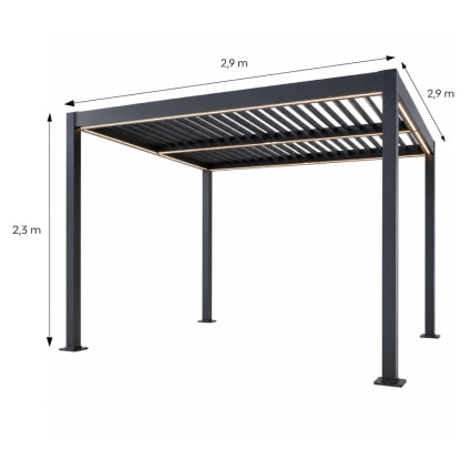 Pergola bioclimatique à led 3x3m structure aluminium lames orientables ...