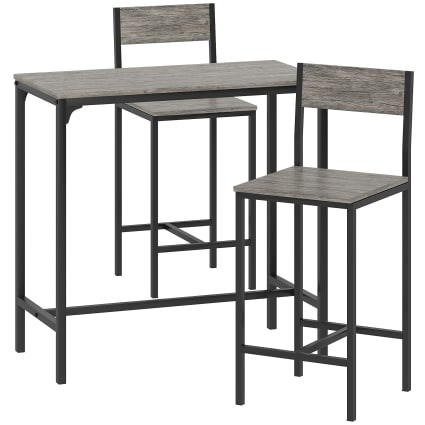Ensemble table de bar avec 2 tabourets cadre en métal gris Homcom ...