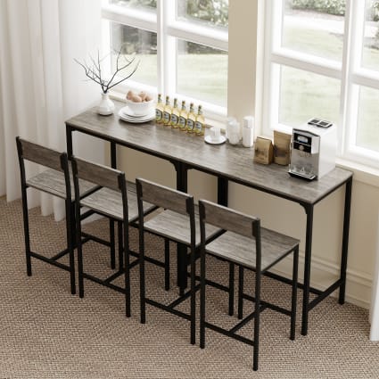 Ensemble table de bar avec 2 tabourets cadre en métal gris Homcom ...