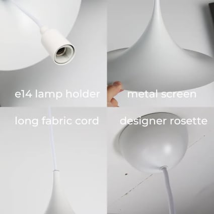 Sospensione metallo bianco ø30 cm tromba cavo 380 cm | Maisons du Monde