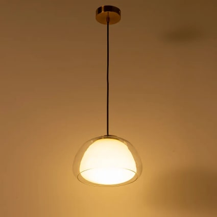 Suspension métal doré et verre transparent ø25 cm | Maisons du Monde