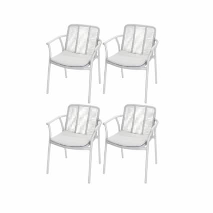 Set 4 Poltrone Nassau Crema in Alluminio con Intreccio in Corde ...