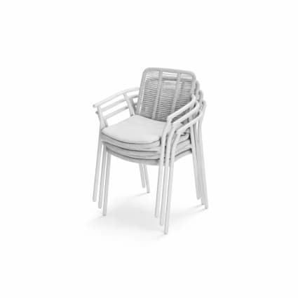 Set 4 Poltrone Nassau Crema in Alluminio con Intreccio in Corde ...