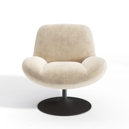 Fauteuil pivotant en velours bouclé beige Retro | Maisons du Monde