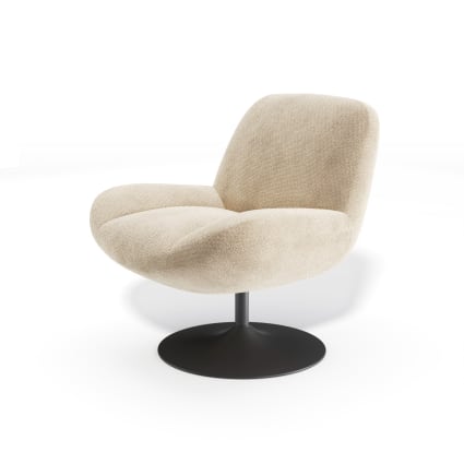 Fauteuil pivotant en velours bouclé beige Retro | Maisons du Monde